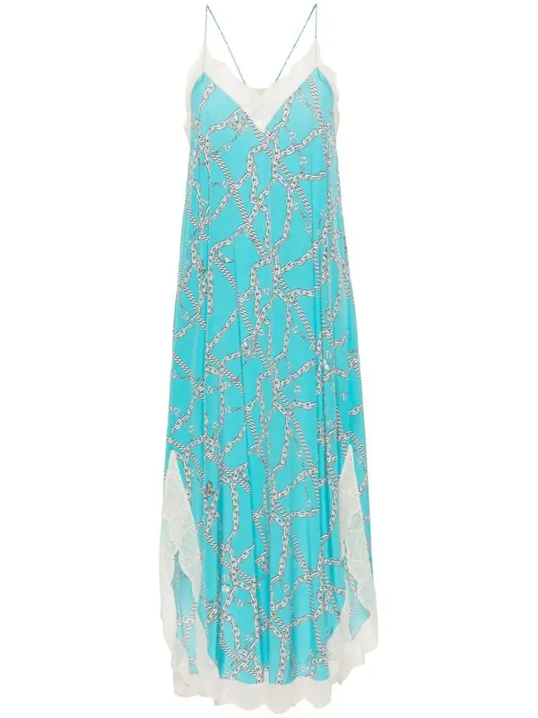 Zadig&Voltaire Ristyl Logo-print Maxi Dress - Blue
