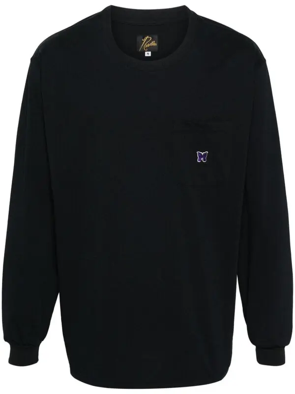 Needles Butterfly-embroidered T-shirt - Black