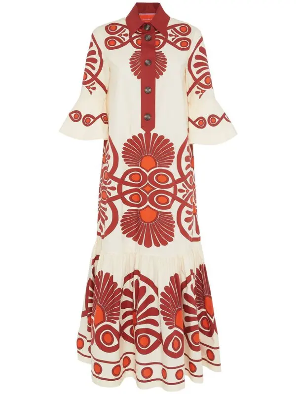 La DoubleJ Artemic Geometric-print Dress - Neutrals