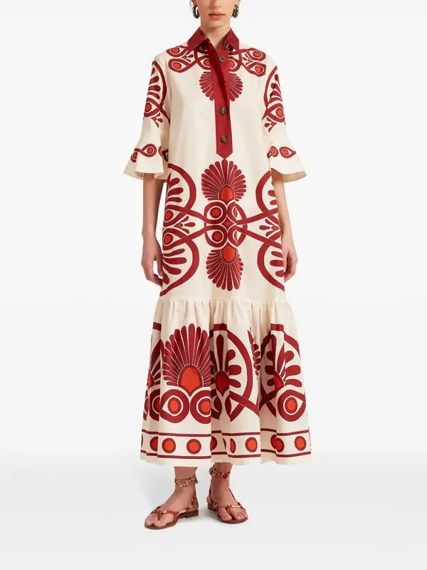 La DoubleJ Artemic Geometric-print Dress - Neutrals
