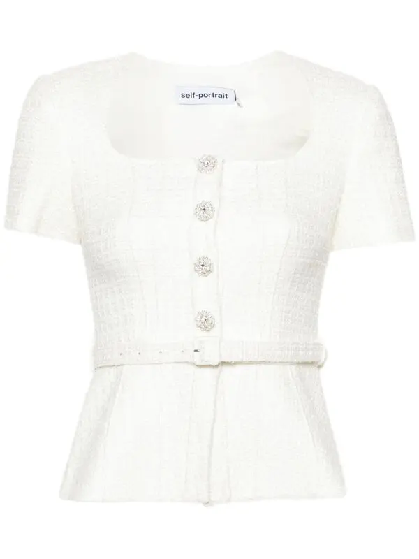 SELF-PORTRAIT U-neck Bouclé Top