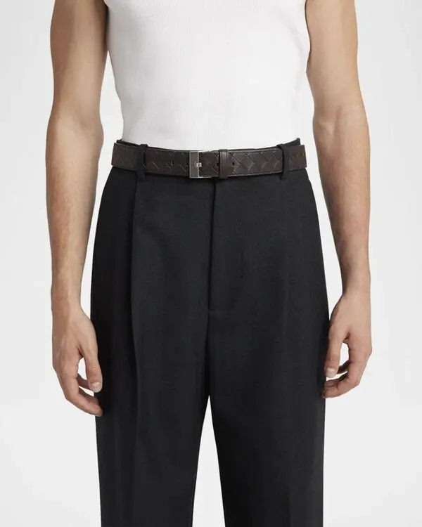 Bottega Veneta Watch-buckle Intrecciato Leather Belt - Dkbrwn