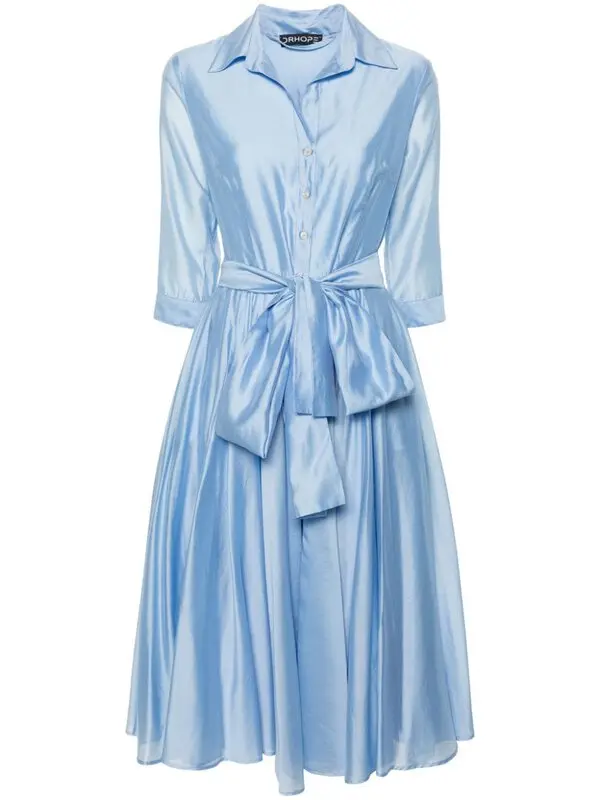 DRHOPE Flared Midi Shirtdress - Blue