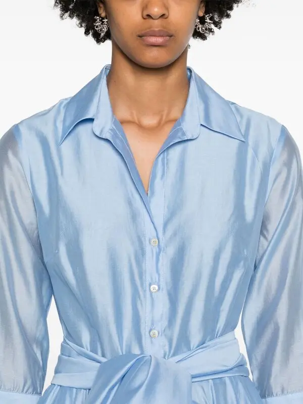 DRHOPE Flared Midi Shirtdress - Blue