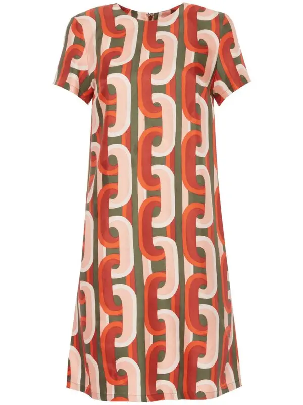 La DoubleJ Swing Chain-link Print Mini Dress - Pink
