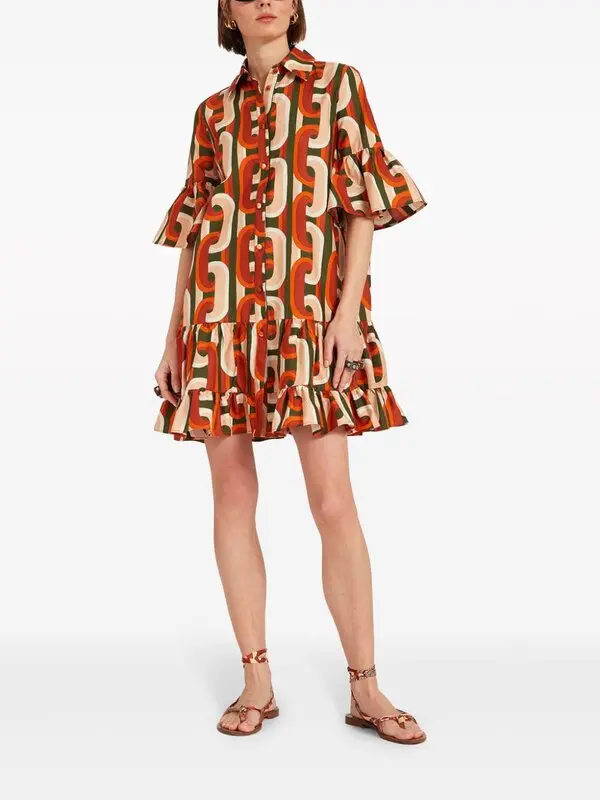 La DoubleJ Printed Choux Mini Dress - Brown