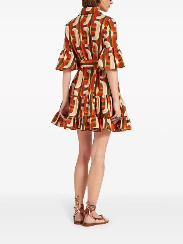 La DoubleJ Printed Choux Mini Dress - Brown
