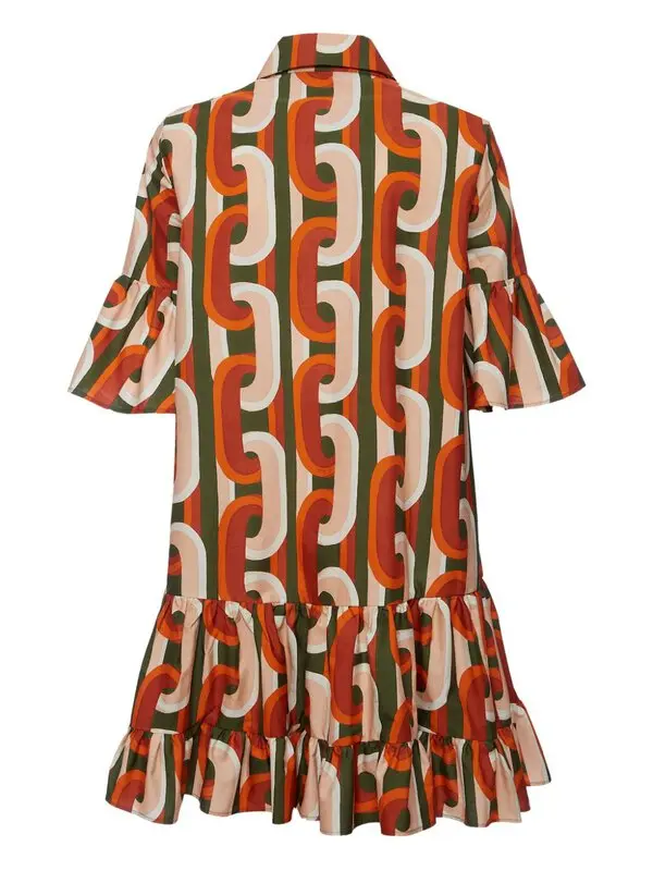 La DoubleJ Printed Choux Mini Dress - Brown