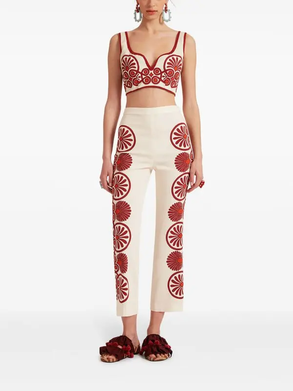 La DoubleJ Medallion Print Cropped Trousers