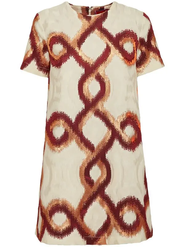 La DoubleJ Mini Swing Geometric-print Dress - Neutrals