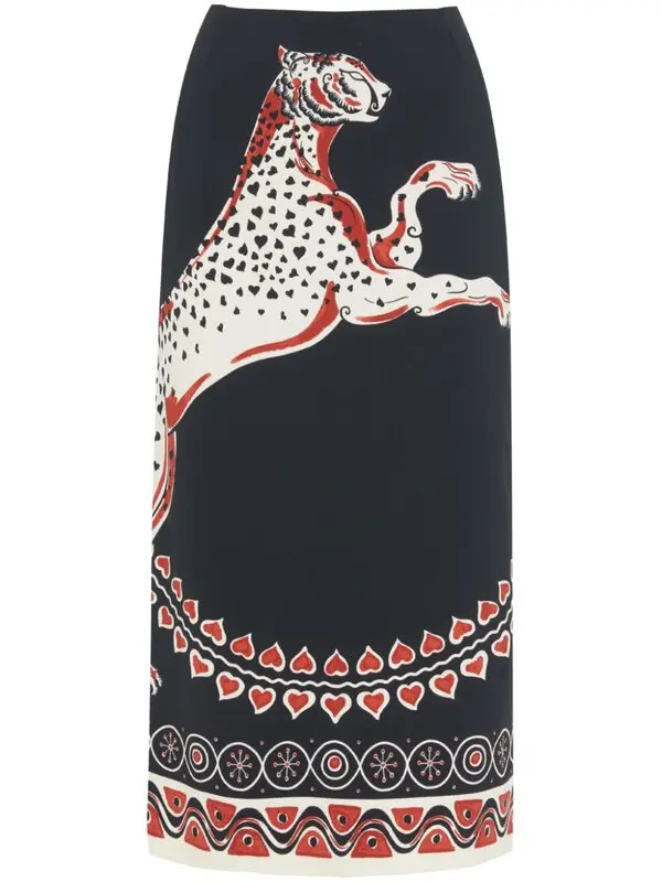 La DoubleJ Gattopardo-print Pencil Skirt