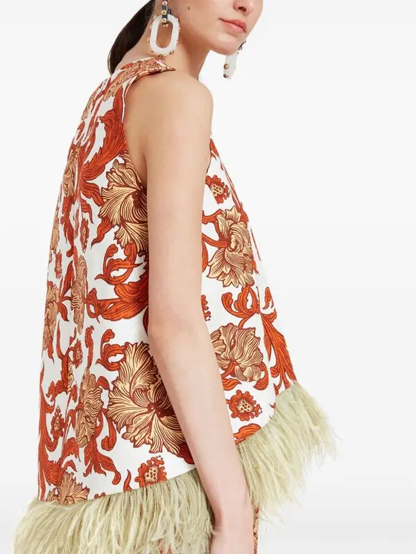 La DoubleJ La Scala Feather-trim Top