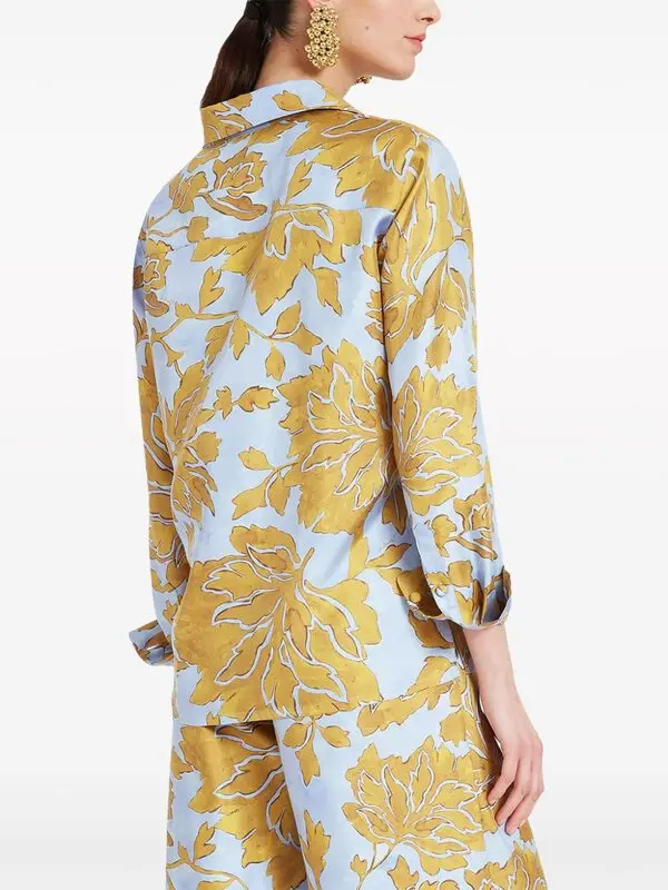 La DoubleJ Floral-print Silk Shirt - Yellow