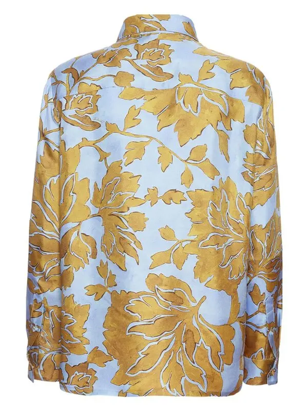 La DoubleJ Floral-print Silk Shirt - Yellow