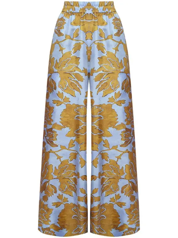 La DoubleJ Floral-print Silk Palazzo Pants - Yellow