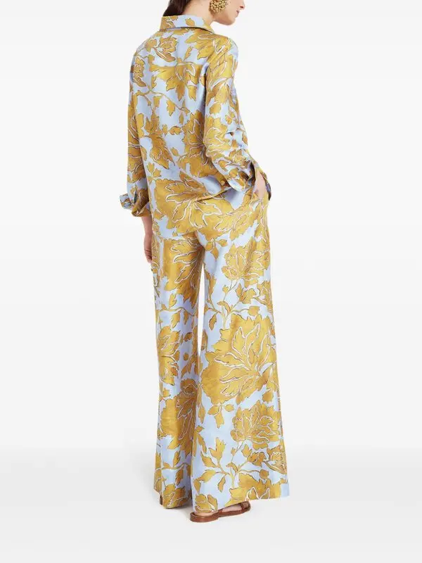 La DoubleJ Floral-print Silk Palazzo Pants - Yellow