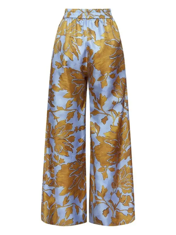 La DoubleJ Floral-print Silk Palazzo Pants - Yellow