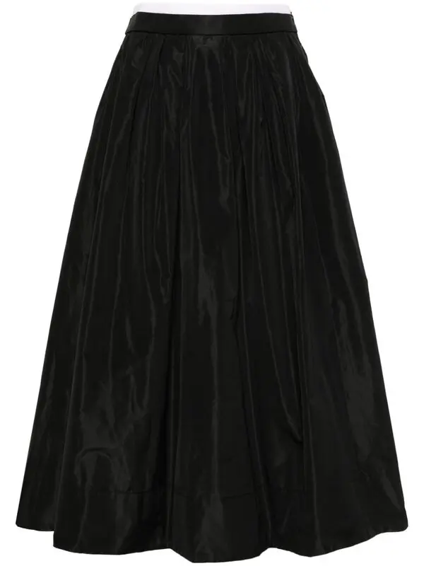 Maje Contrast Waistband Midi Skirt - Black