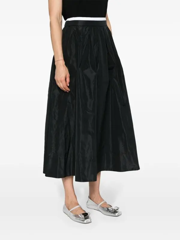 Maje Contrast Waistband Midi Skirt - Black