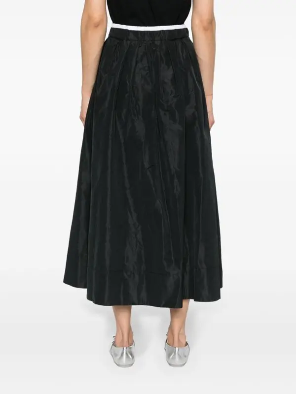 Maje Contrast Waistband Midi Skirt - Black
