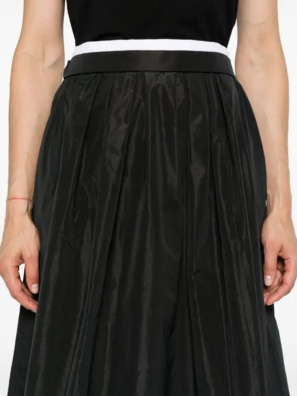 Maje Contrast Waistband Midi Skirt - Black