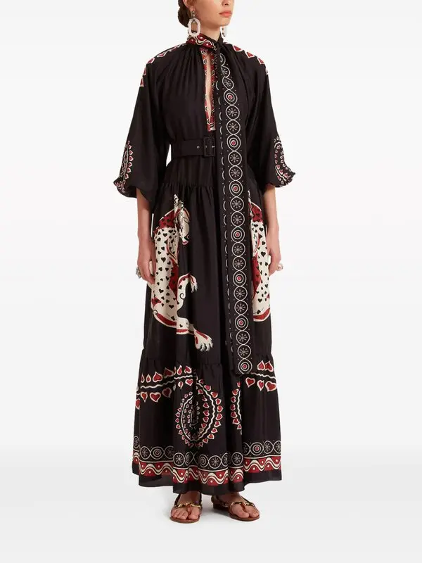 La DoubleJ Athena Animal-print Silk Dress - Black