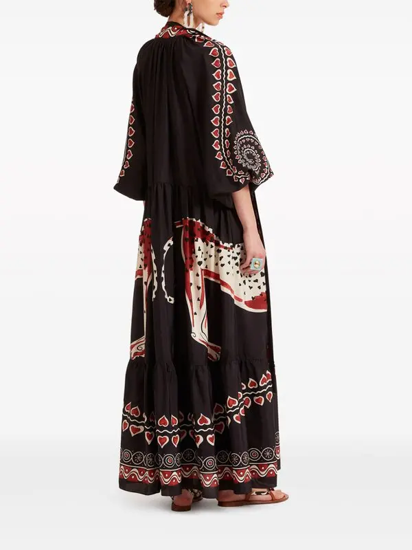 La DoubleJ Athena Animal-print Silk Dress - Black