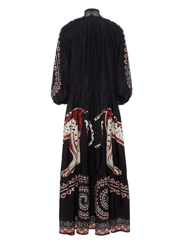 La DoubleJ Athena Animal-print Silk Dress - Black