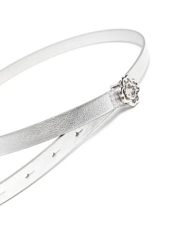 Maje Slim Belt With Clover Buckle - Silver