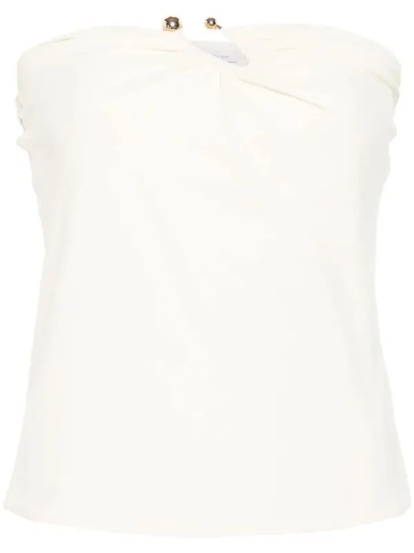 Patrizia Pepe Gathered Ring-detail Bandeau Top - White
