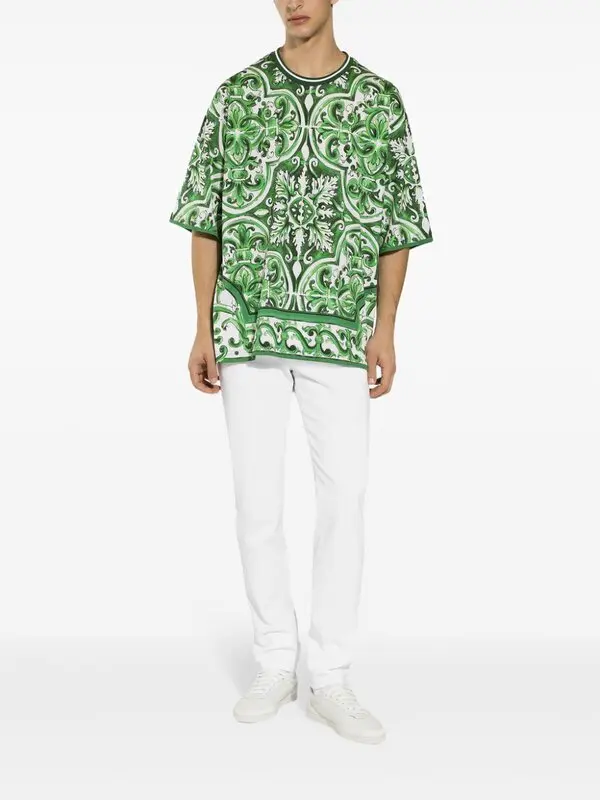 Dolce & Gabbana Majolica-print Cotton T-shirt - Green