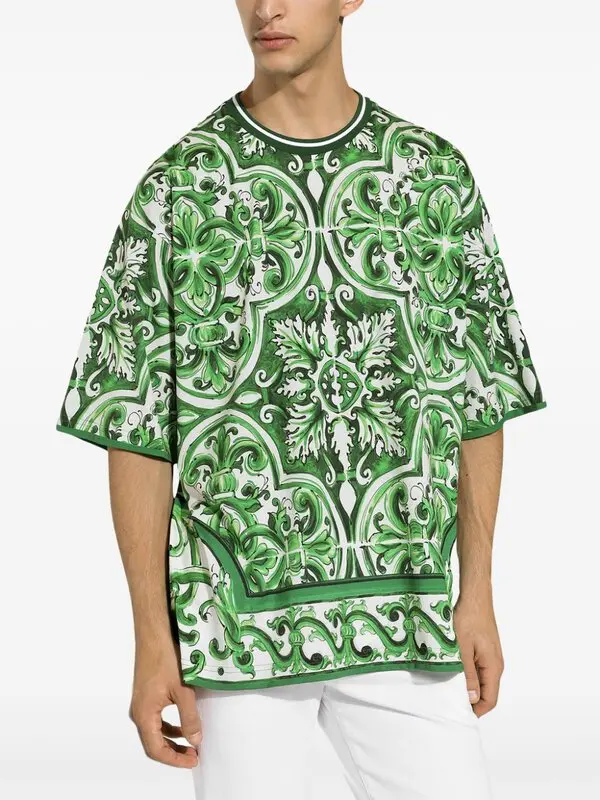 Dolce & Gabbana Majolica-print Cotton T-shirt - Green