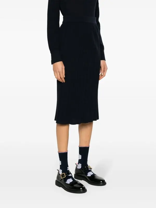 Thom Browne Plissé Virgin-wool Midi Skirt - Blue