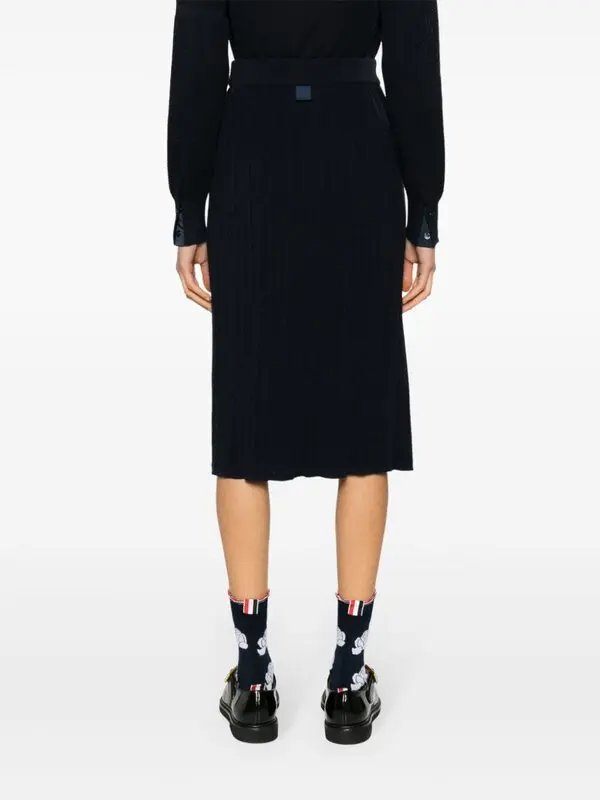 Thom Browne Plissé Virgin-wool Midi Skirt - Blue