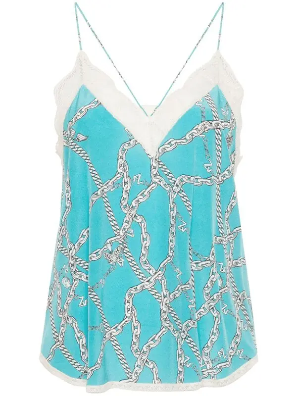 Zadig&Voltaire Christy Logo-print Silk Top - Blue