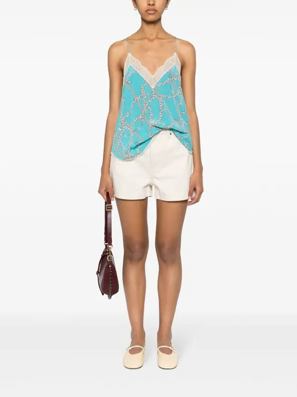 Zadig&Voltaire Christy Logo-print Silk Top - Blue