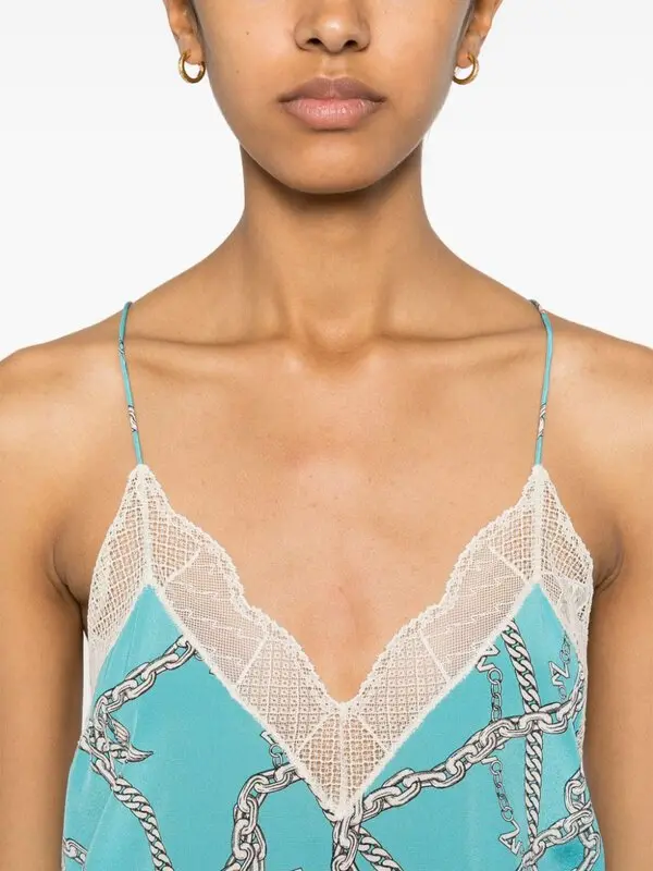Zadig&Voltaire Christy Logo-print Silk Top - Blue