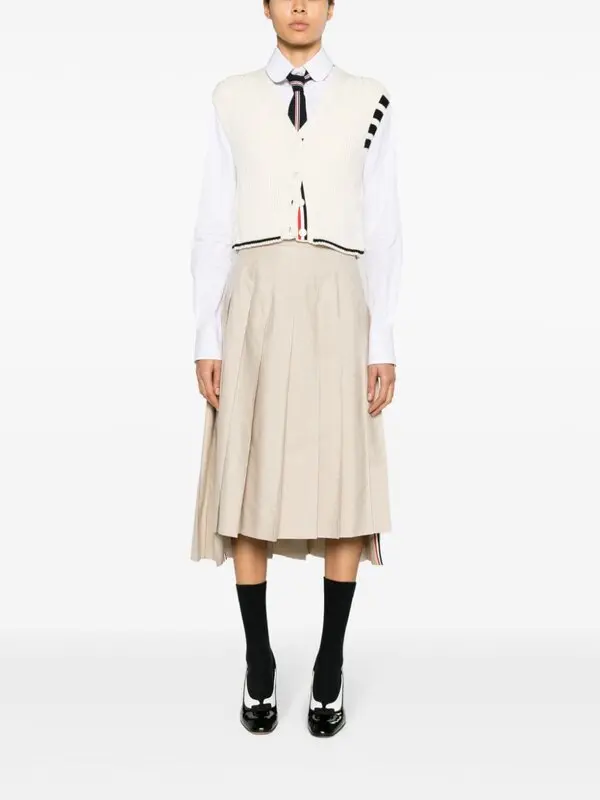Thom Browne 4-bar Stripe Intarsia-knit Vest - White