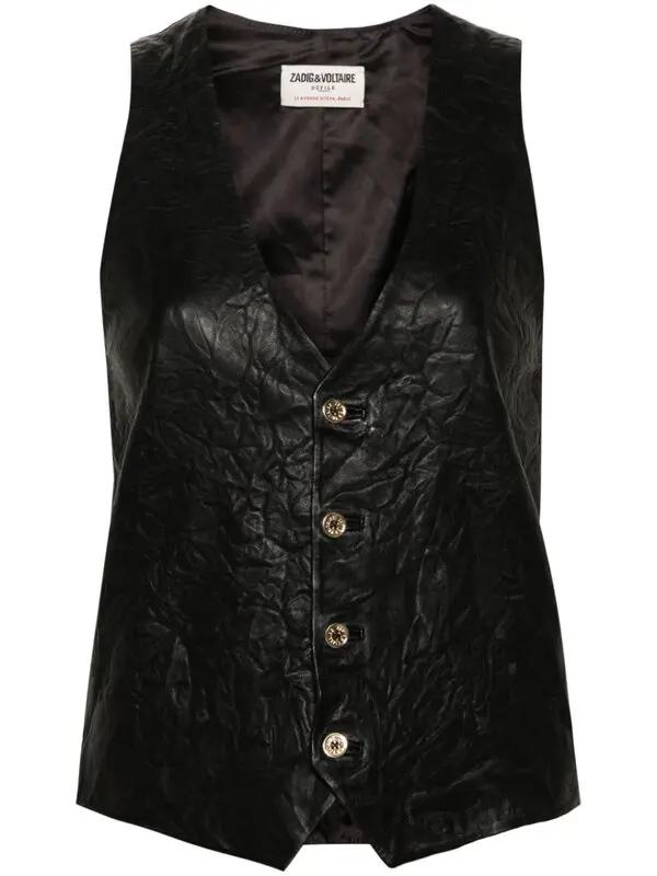 Zadig&Voltaire Emile Crinkled Leather Waistcoat