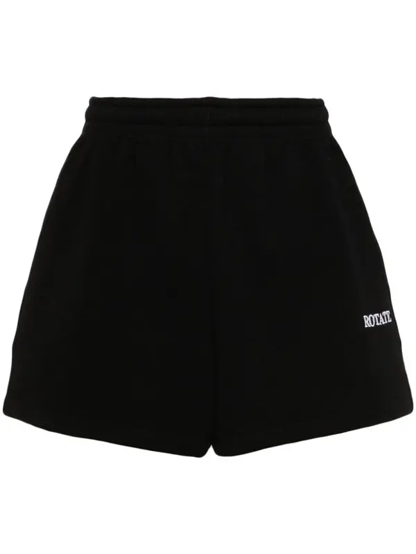 ROTATE BY BIRGER CHRISTENSEN Logo-embroidered Track Shorts - Black