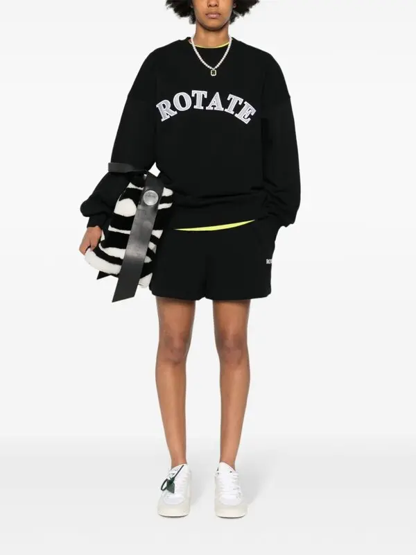 ROTATE BY BIRGER CHRISTENSEN Logo-embroidered Track Shorts - Black