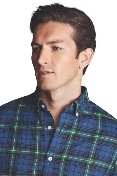 CHARLES TYRWHITT Slim Fit Button-down Collar Brushed Flannel Check Shirt - Green