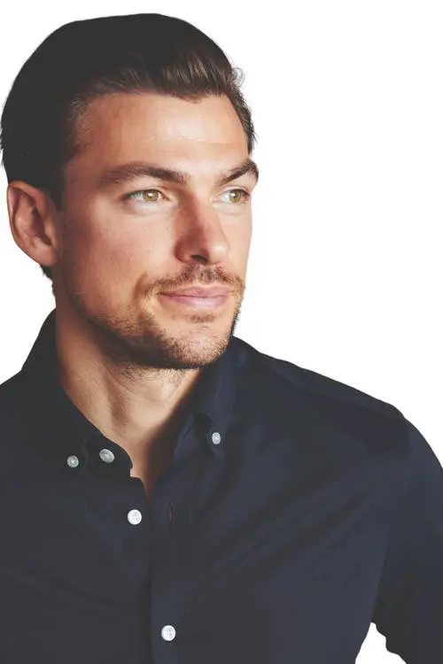 CHARLES TYRWHITT Four-way Stretch Button Down Jersey Shirt - Navy