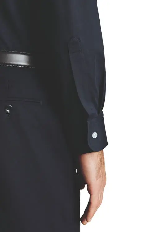 CHARLES TYRWHITT Four-way Stretch Button Down Jersey Shirt - Navy