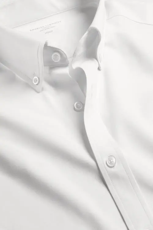CHARLES TYRWHITT Four-way Stretch Button Down Jersey Shirt - White
