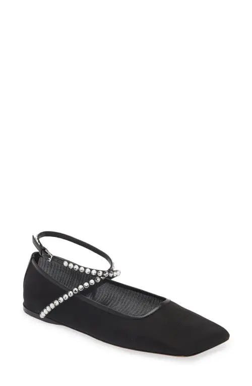 Amina Muaddi Ane Ankle Strap Mesh Flat