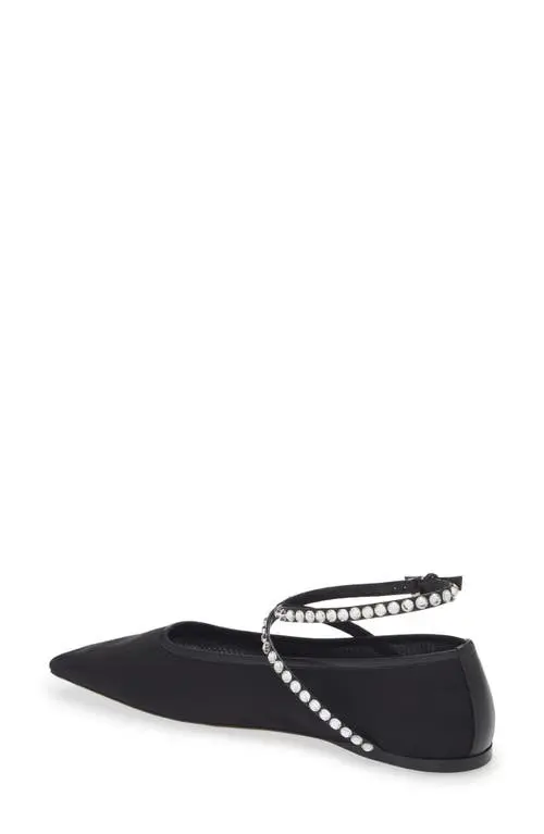 Amina Muaddi Ane Ankle Strap Mesh Flat