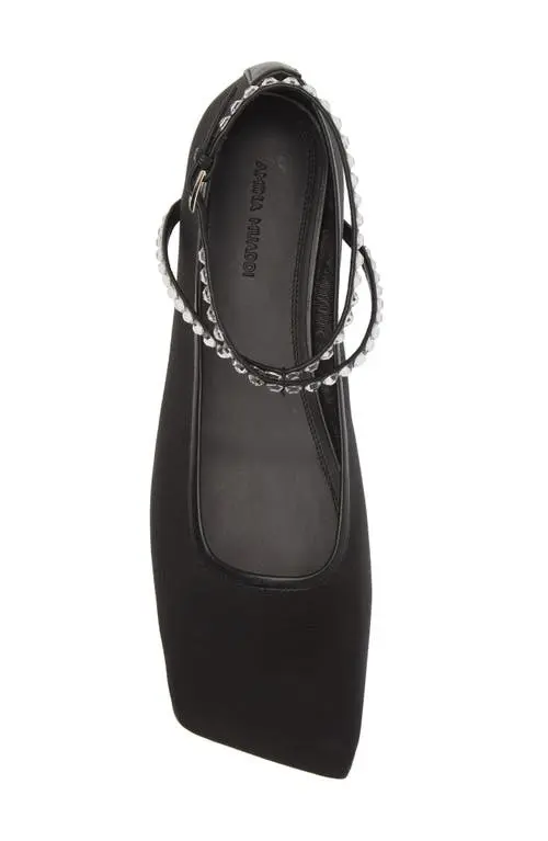 Amina Muaddi Ane Ankle Strap Mesh Flat