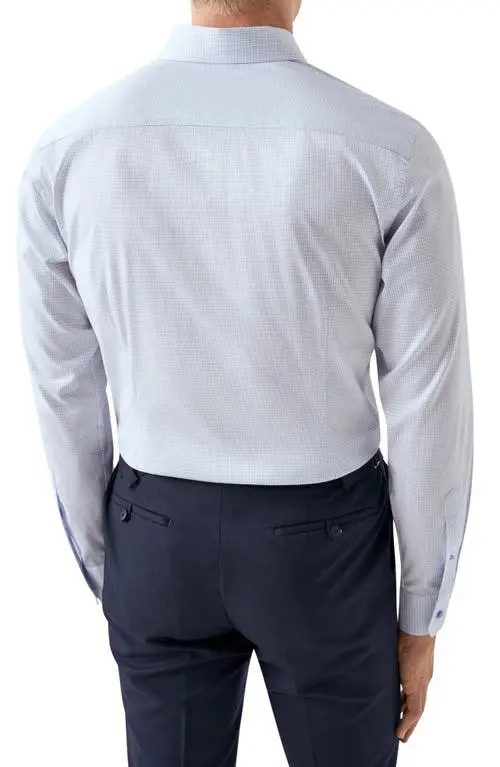 Eton Contemporary Fit Microcheck Organic Cotton Dress Shirt