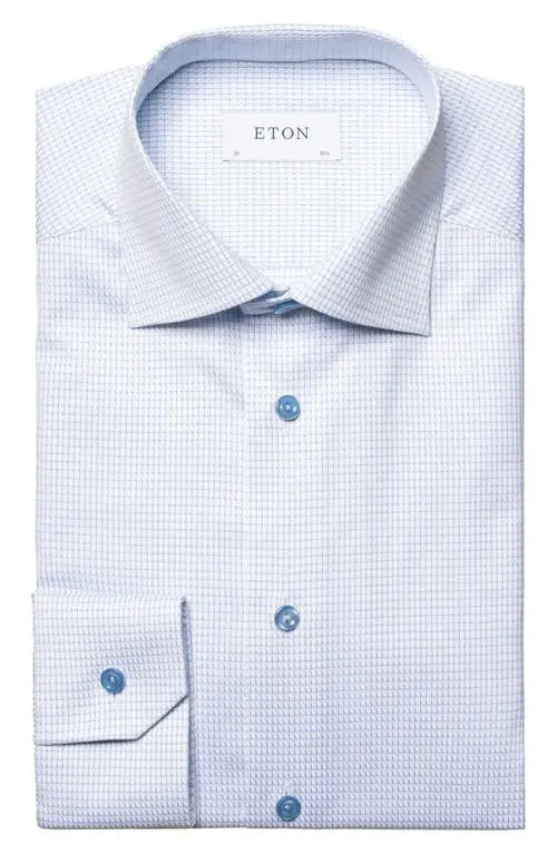Eton Contemporary Fit Microcheck Organic Cotton Dress Shirt